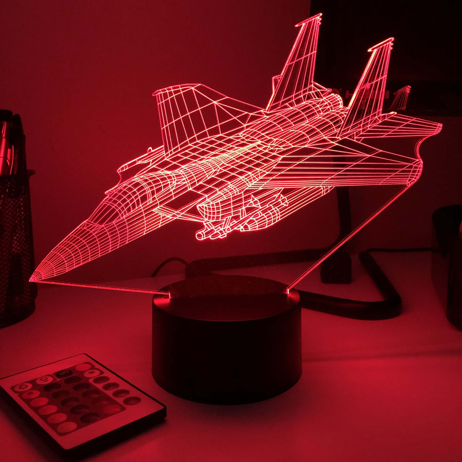F-15E Strike Eagle Jet - 3D Optical Illusion Lamp – Carve Craftworks, LLC
