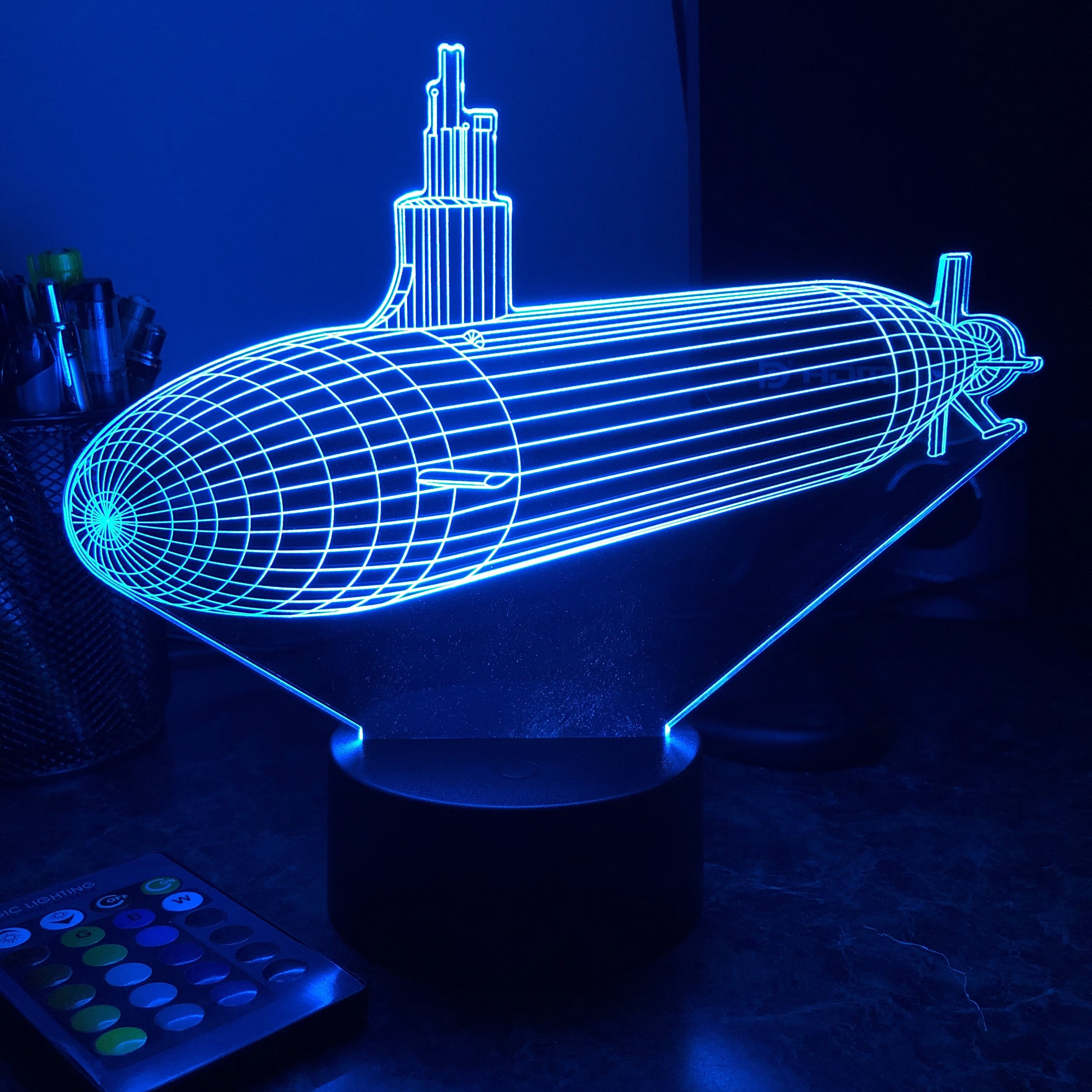 Seawolf Class Submarine - 3D Optical Illusion Lamp – Carve Craftworks, LLC