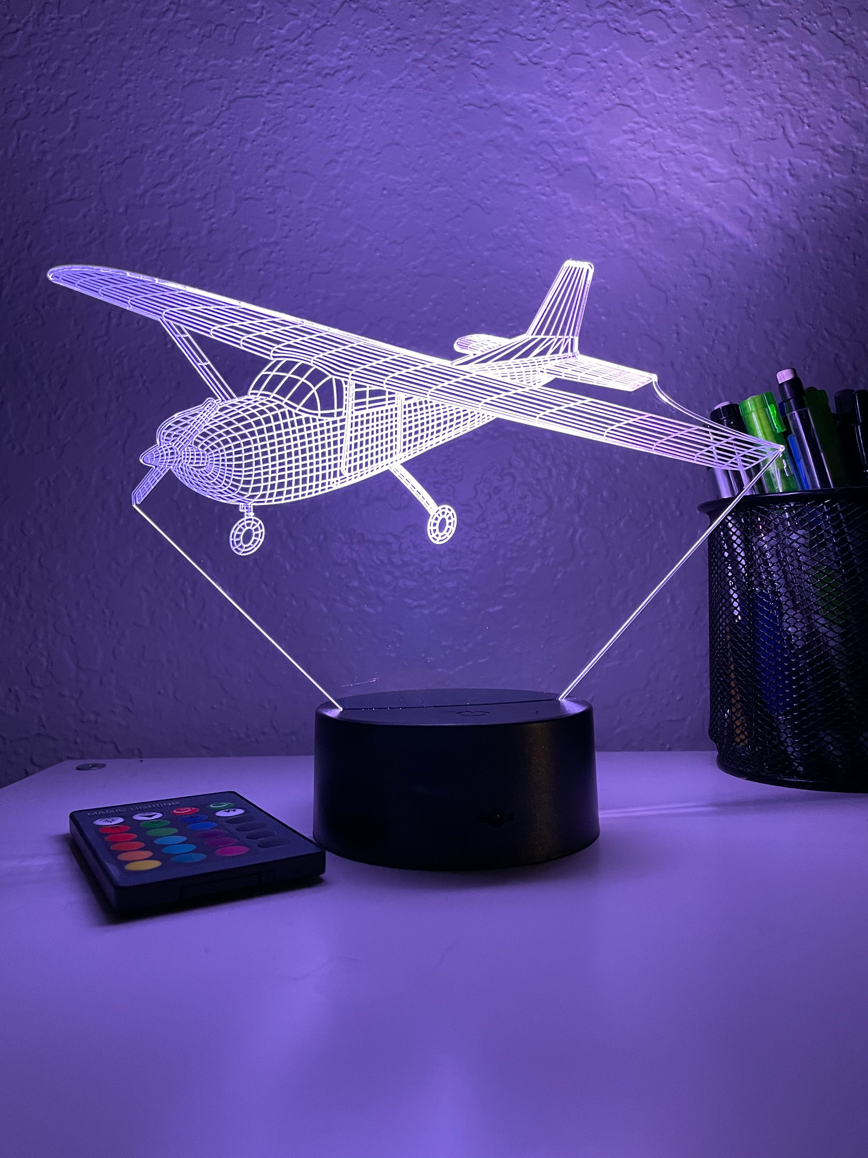 Piston-Powered Prop Plane - 3D Optical Illusion Lamp – Carve Craftworks ...